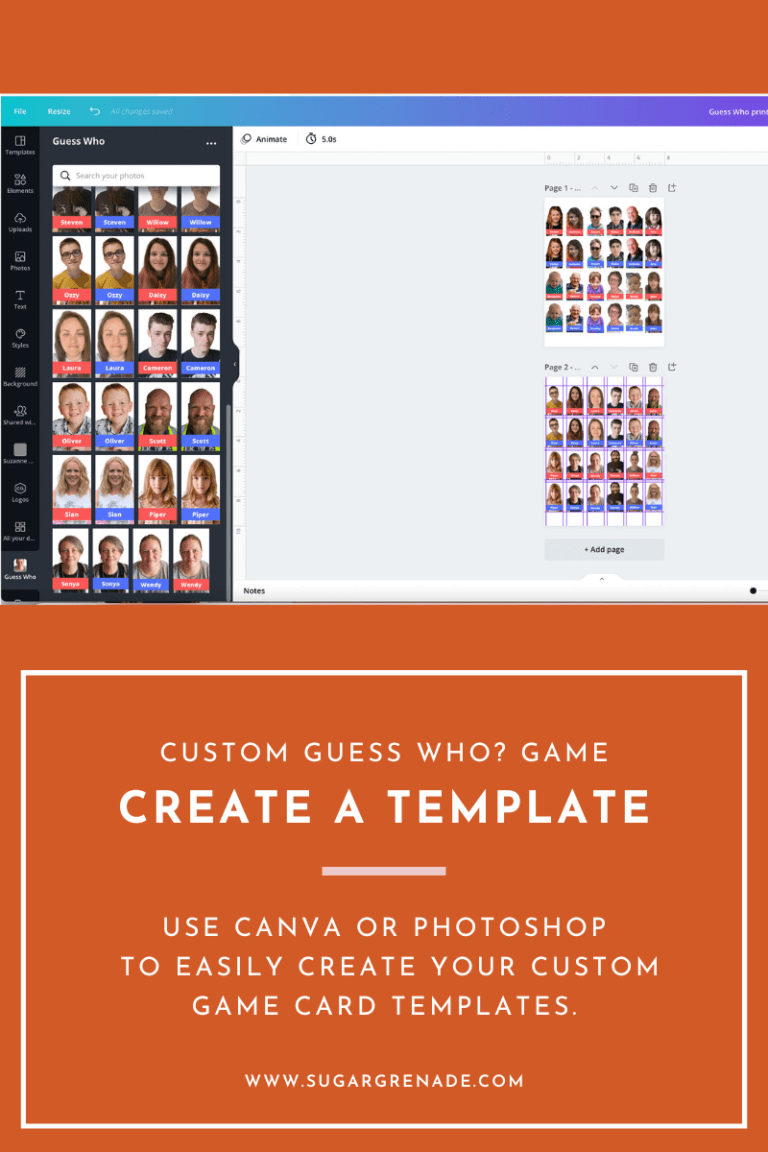 How To Create Your Own Custom Family Guess Who Game – Sugar Grenade Designs
